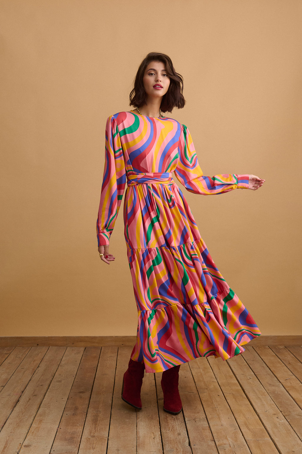 Tatiana Dress (Curly Pink) – Karavan Clothing